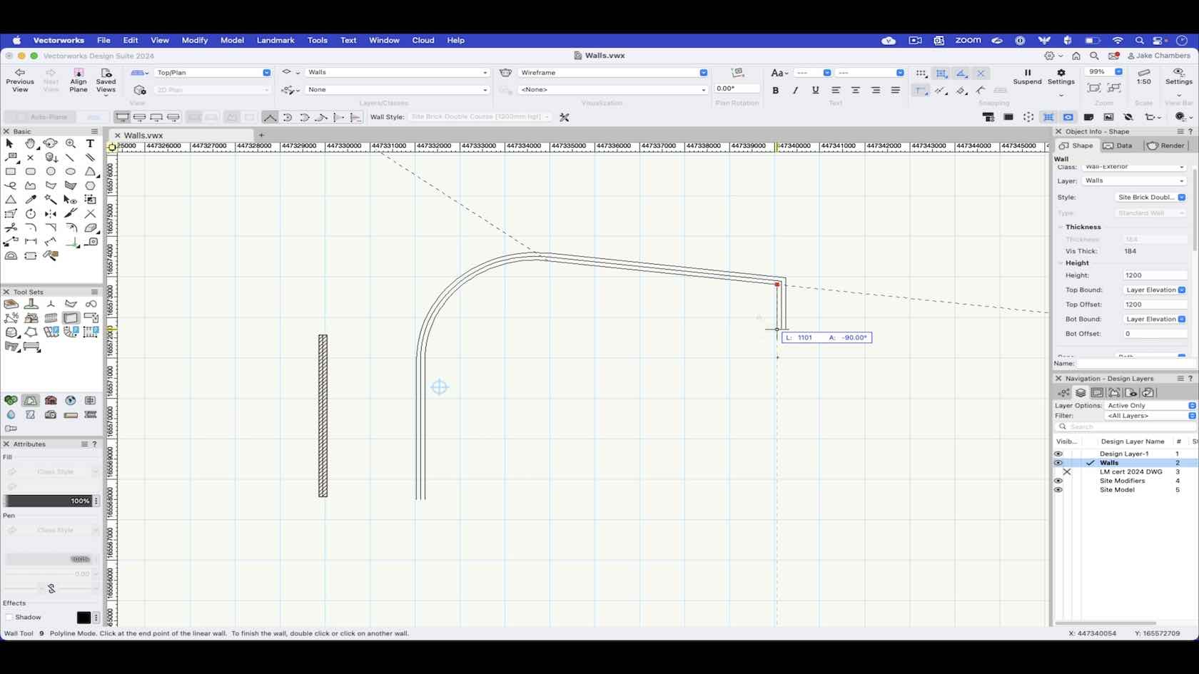 Wall Tool Drawing Modes 2024 Vectorworks University